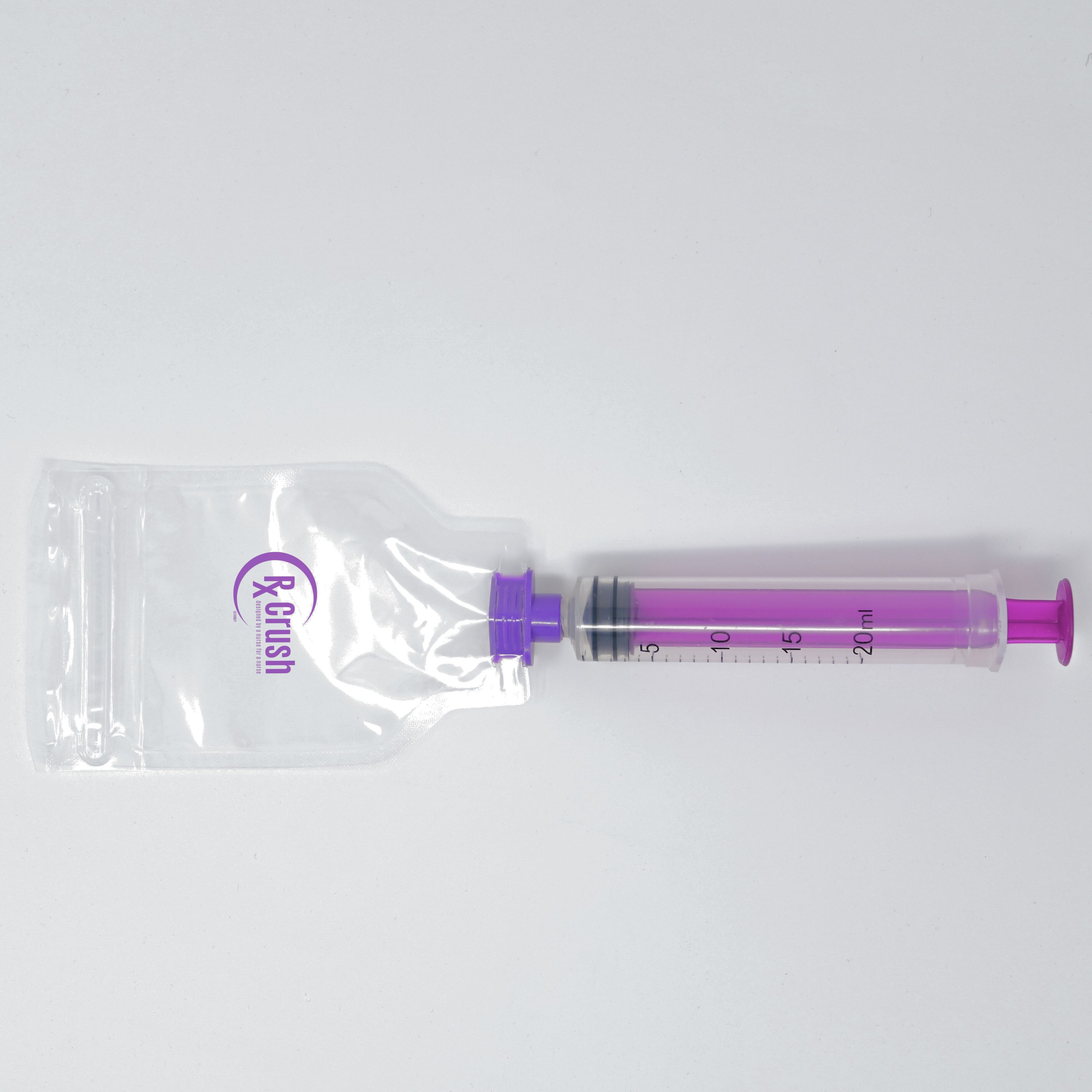 How much water or solution should be used in an RxCrush Pill Pouch